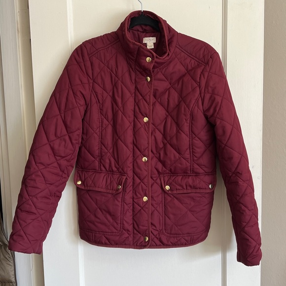 J. Crew | Jackets & Coats | J Crew Red Quilted Puffer Jacket | Poshmark